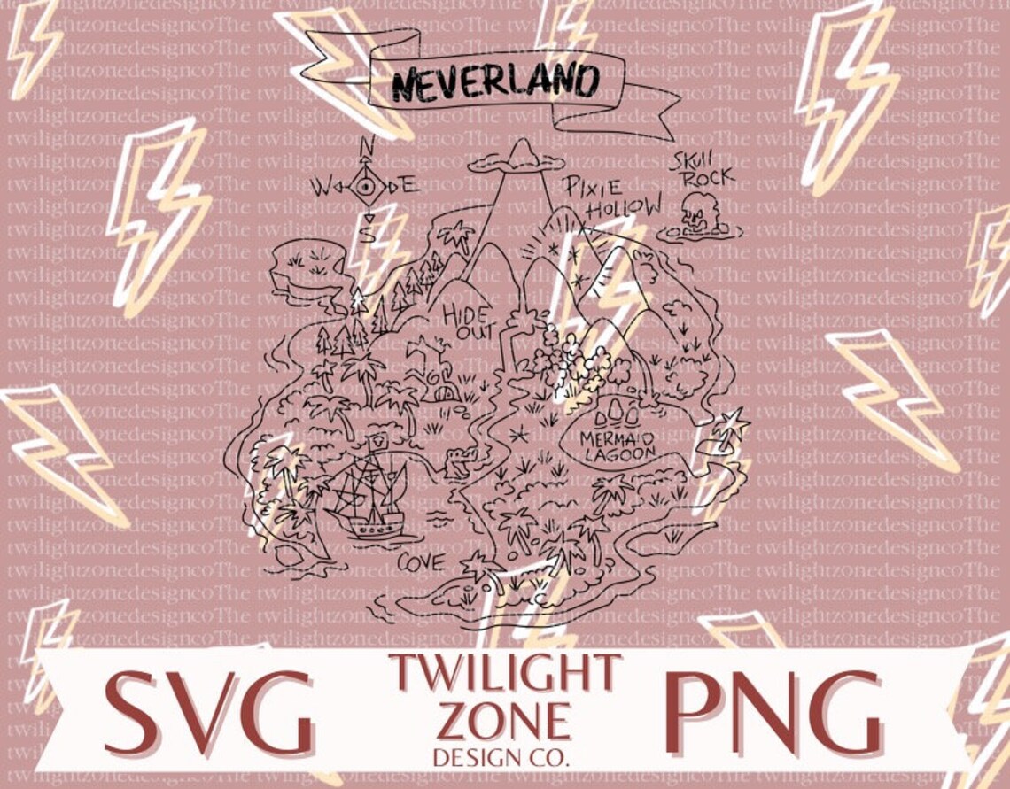 Neverland Map SVG Easy Cut File for Cricut, Layered by Colour. PNG ...