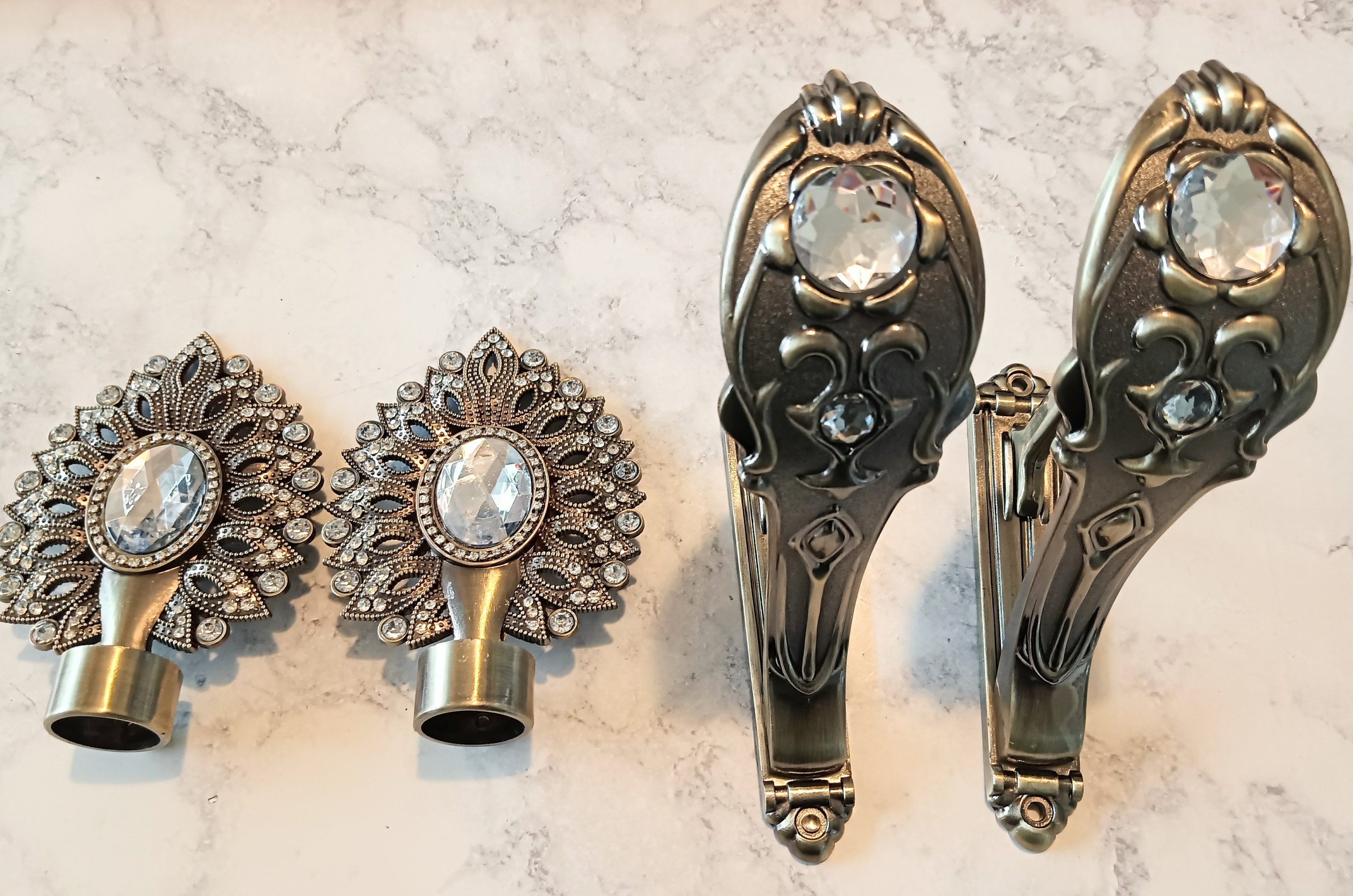 Single Rod Modern Luxury Heavy Duty Handmade Crystal Bronze Adjustable ...