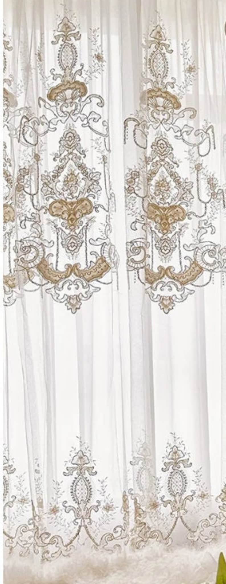Luxury Sheer Curtain Embroidery Sheer for Living Room, Dining Room ...