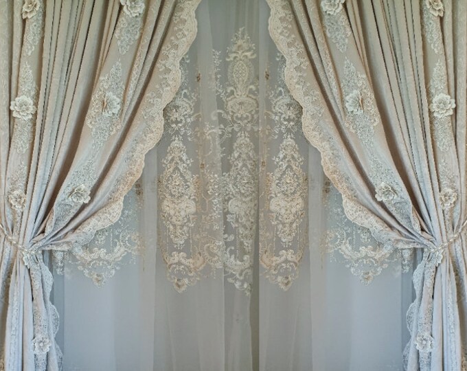 Custom Made Velvet Curtain French Rococo Lace Three-dimensional Plate ...