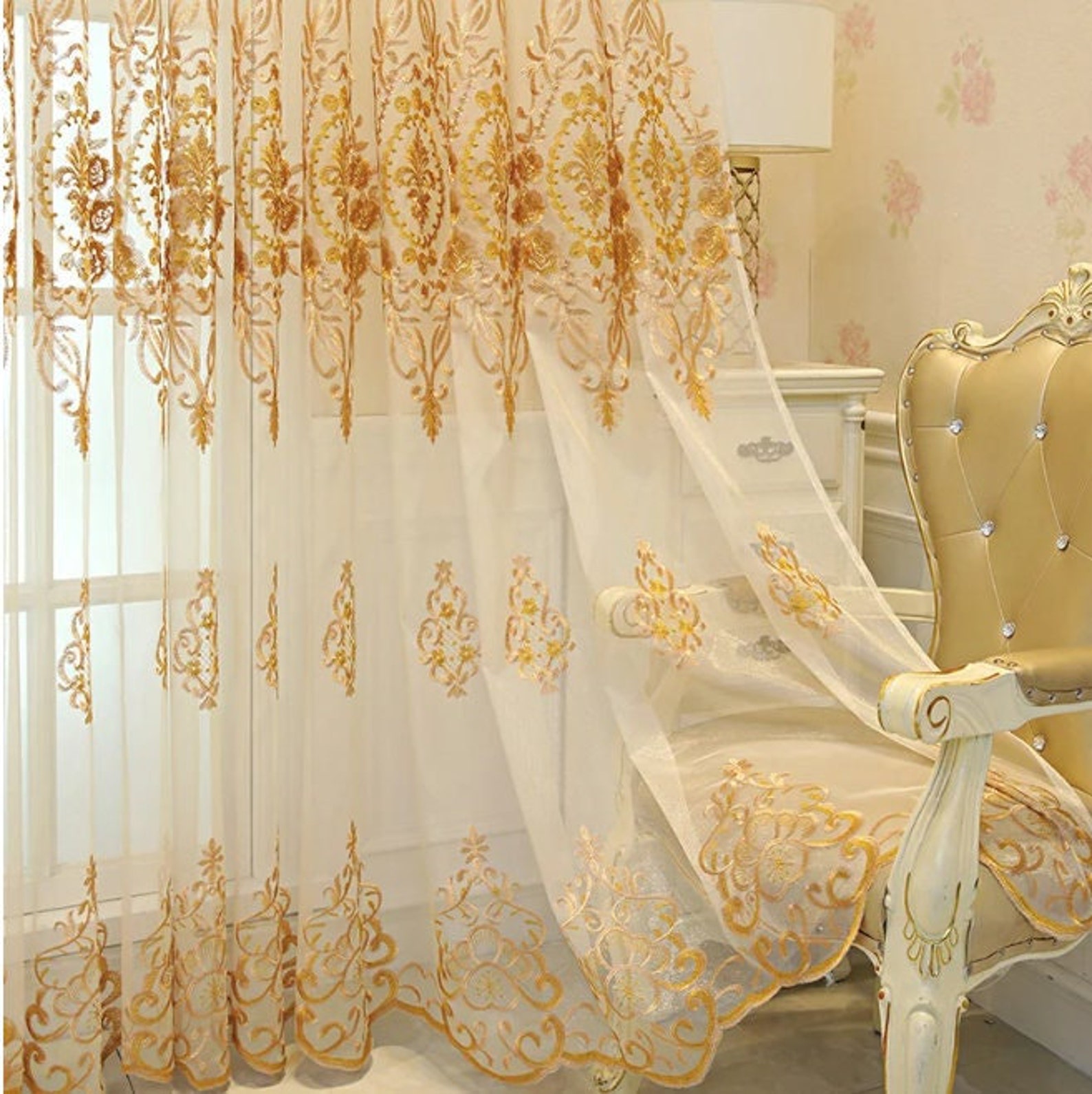 Customized Embroideried Sheer European Style Sheer for Wedding Room ...