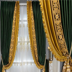 Luxury High End Custom Made Velvet Curtain With Splicing French Style ...