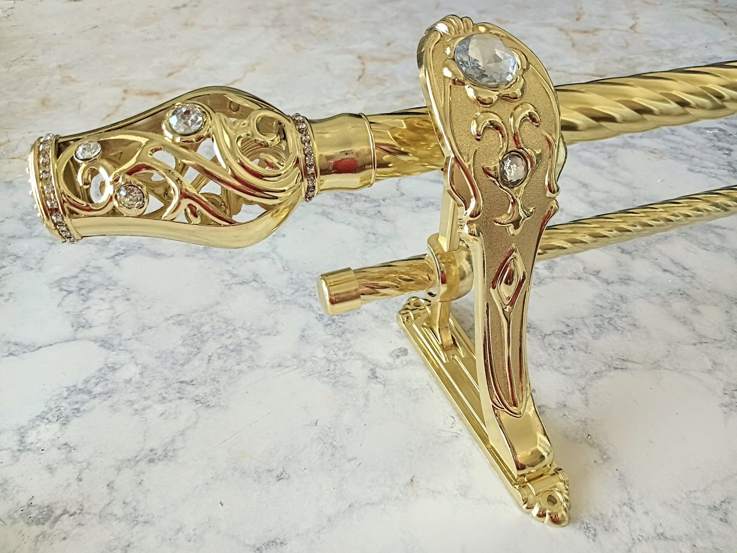 Gold Double Twist Rod Luxury Twisted Rod Heavy Duty Handmade Crystal ...