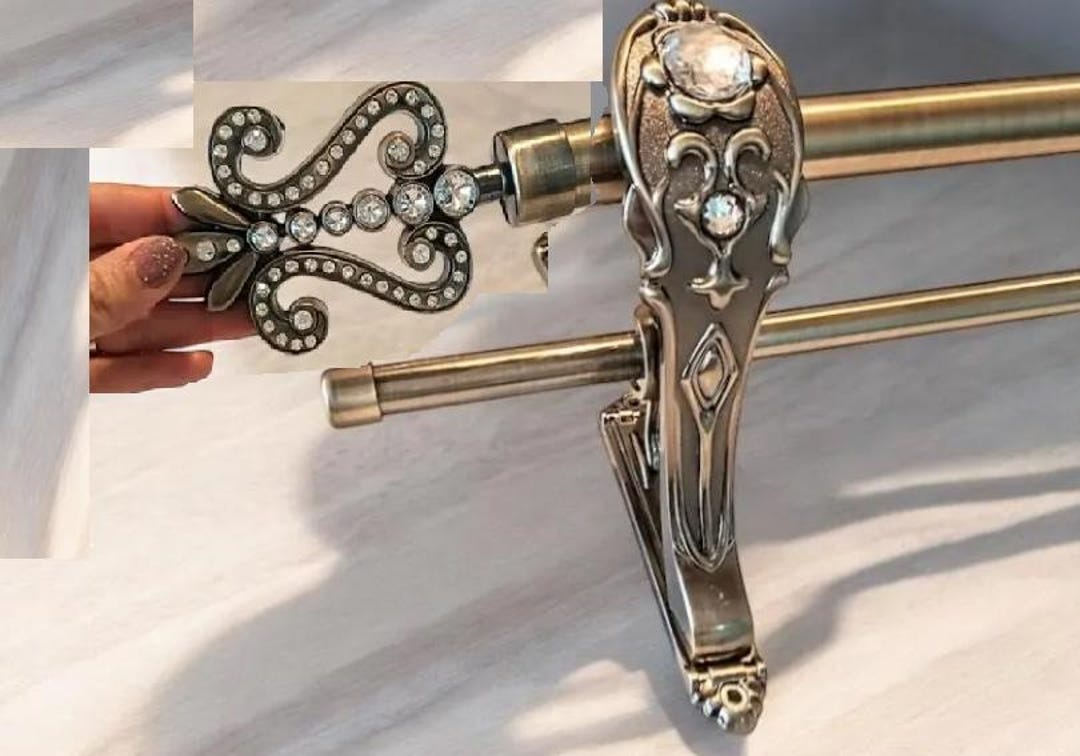 Heavy Duty Double Rod Modern Luxury Heavy Duty Handmade Crystal Bronze ...