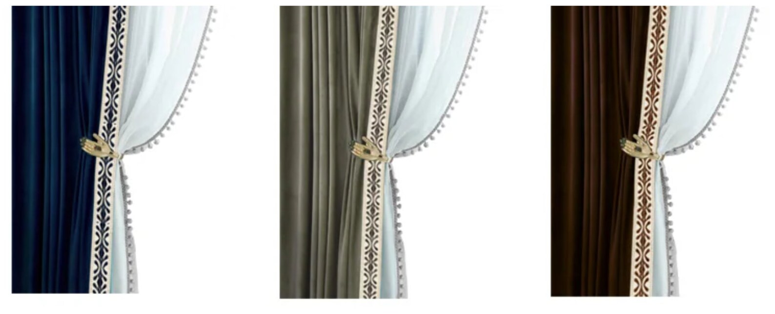 Custom Color Velvet Luxuriance Style With Trim Border for Living Room ...