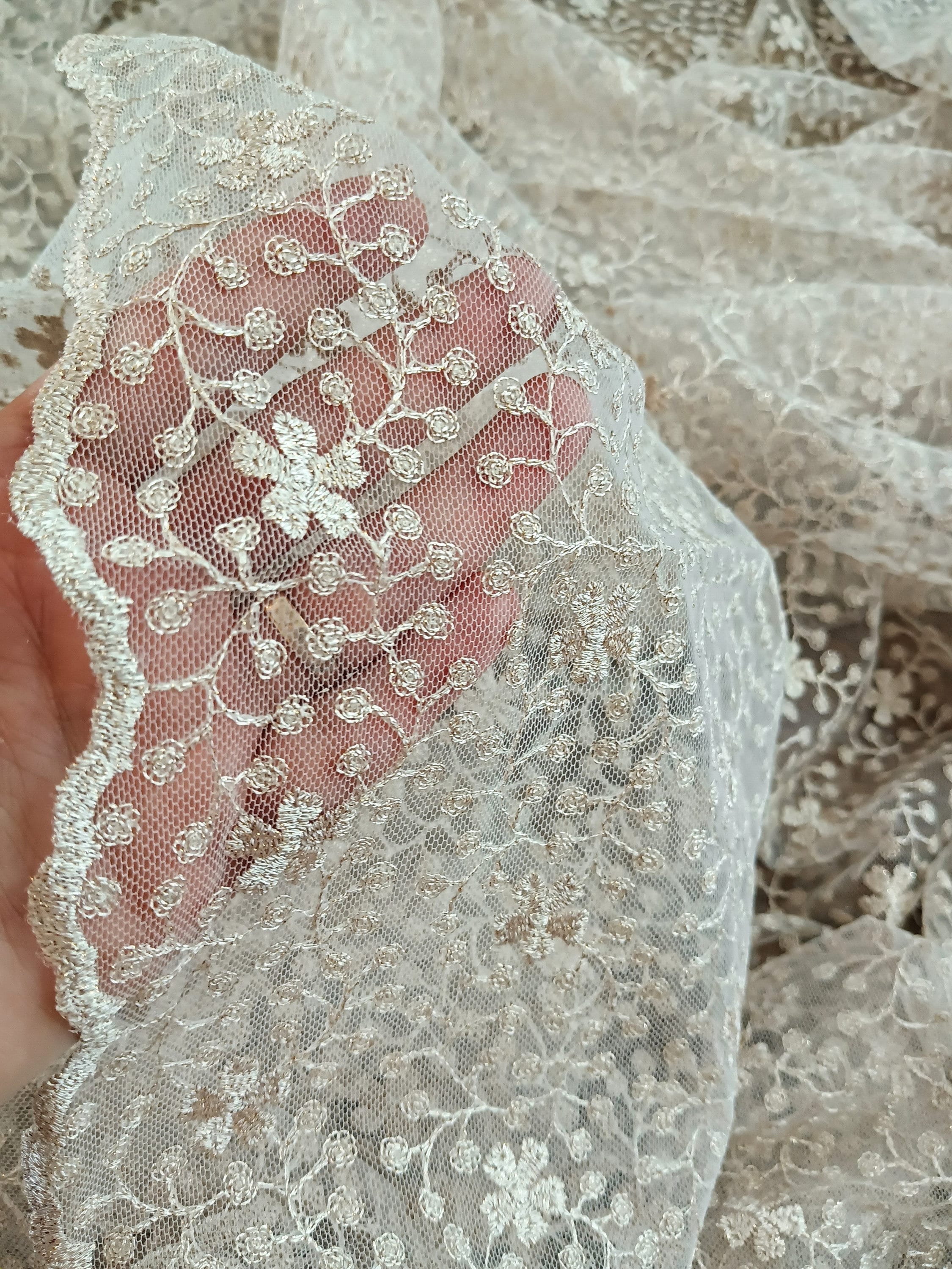 Custom Made Bronze Embroidery Sheer, Flower Pattern Sheer, Custom Size ...