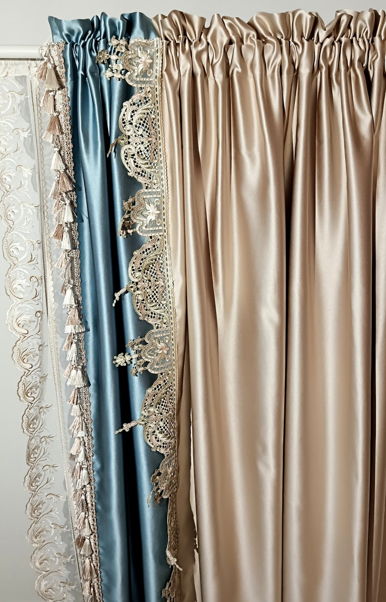 Custom Made Luxury Curtain and Side Tulle Elegant Style for Living Room ...