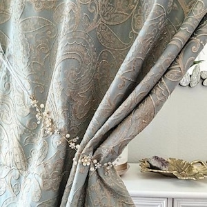 Hand Made Elegant Gold Pattern Curtain Custom Size Jacquard Curtains in ...