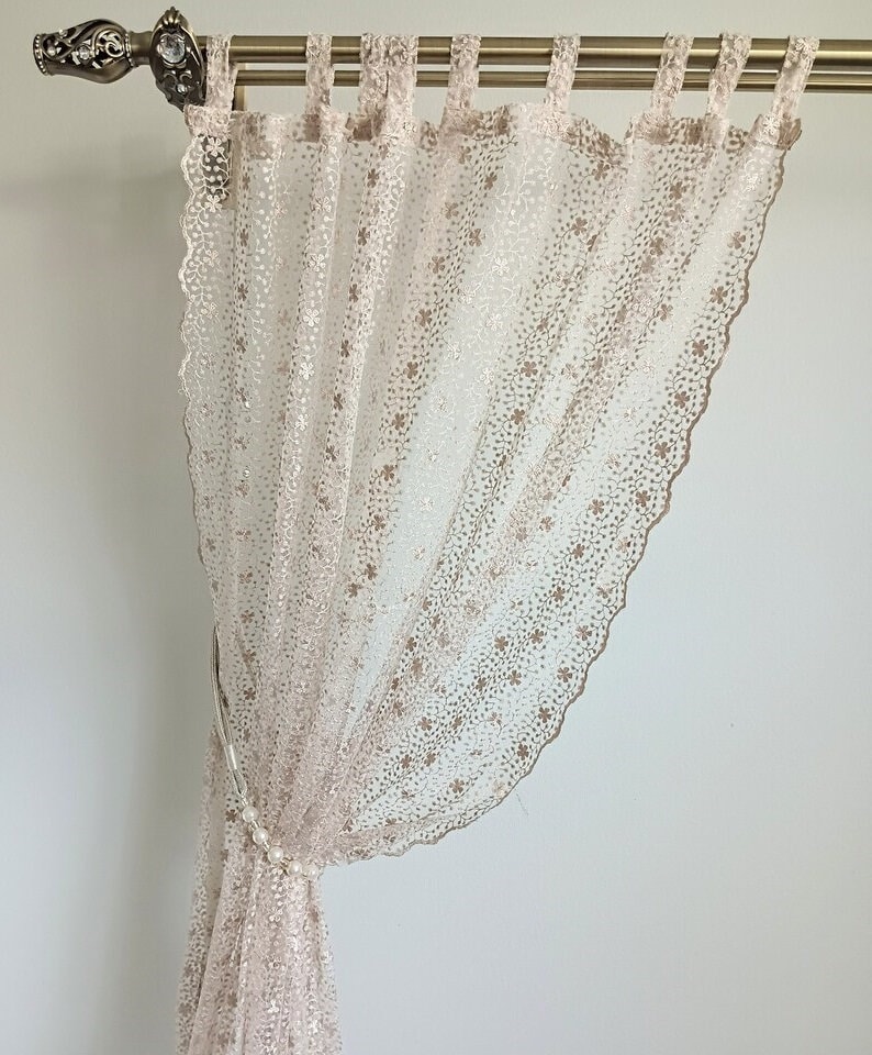 Custom Made Bronze Embroidery Sheer, Flower Pattern Sheer, Custom Size ...