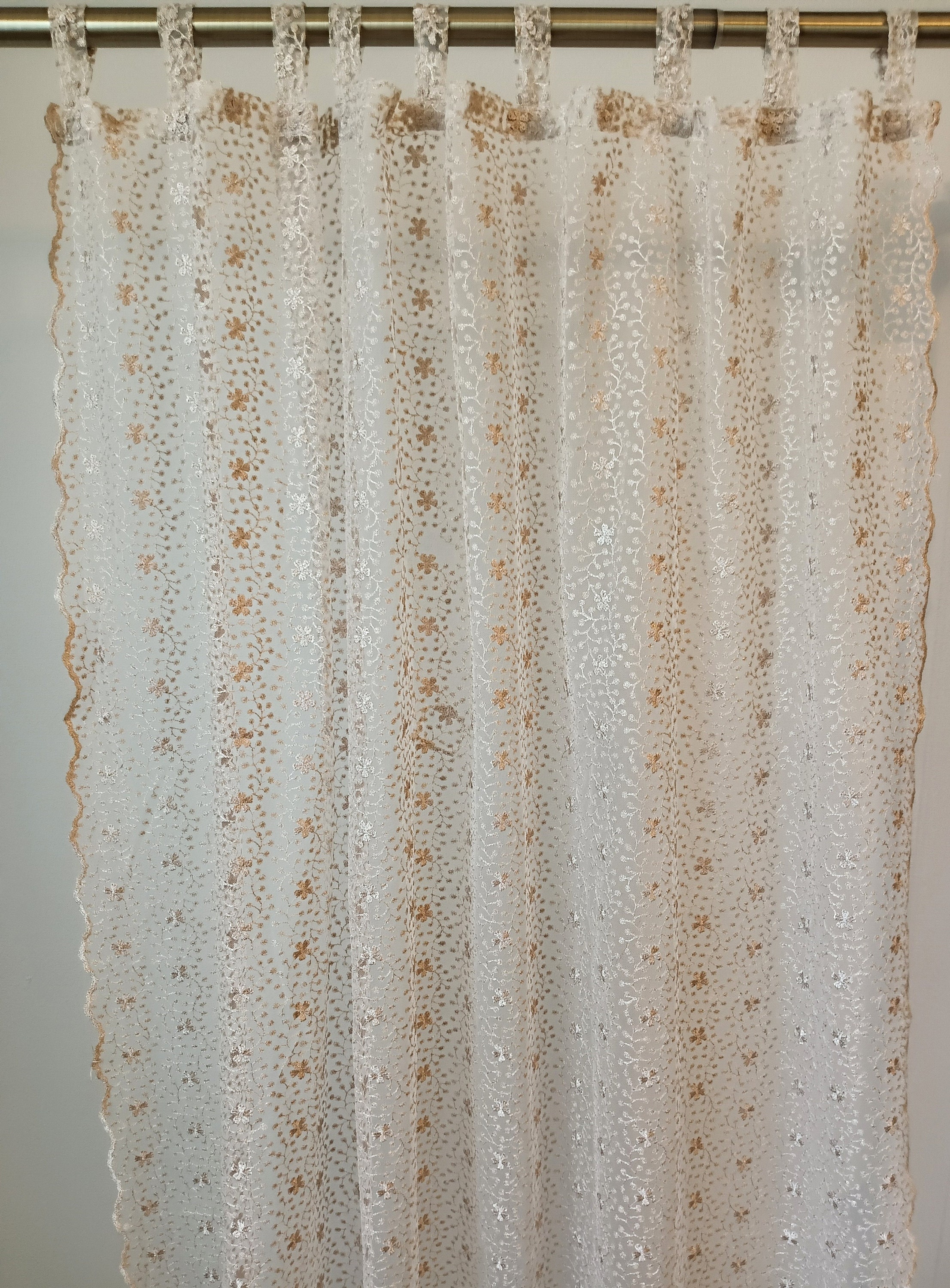 Custom Made Bronze Embroidery Sheer, Flower Pattern Sheer, Custom Size ...