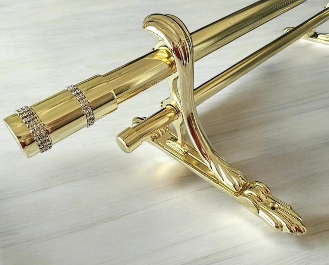 Modern Heavy Duty Handmade Gold Double Rod, Crystal Finials, Adjustable ...