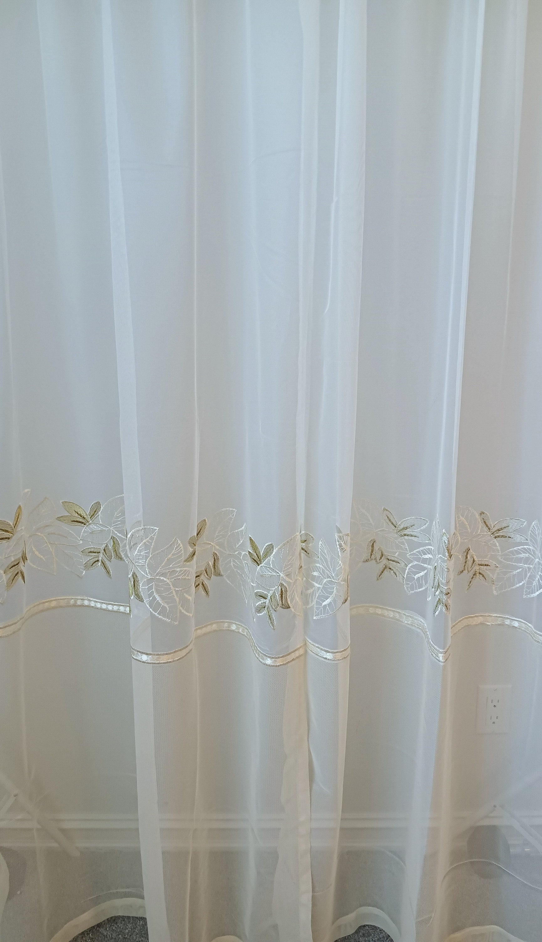 Custom Made Embroidered Leaf Pattern Sheer, Custom Color Handmade Sheer ...