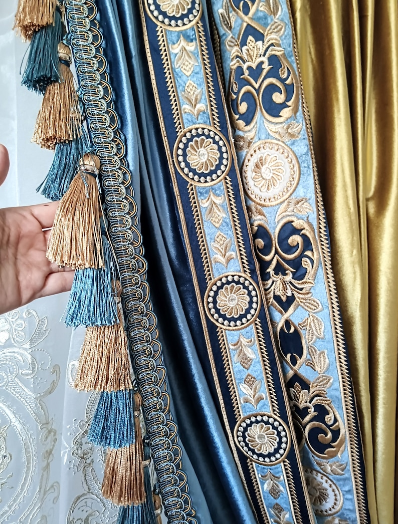 Luxury High End Custom Made Velvet Curtain With Splicing French Style ...