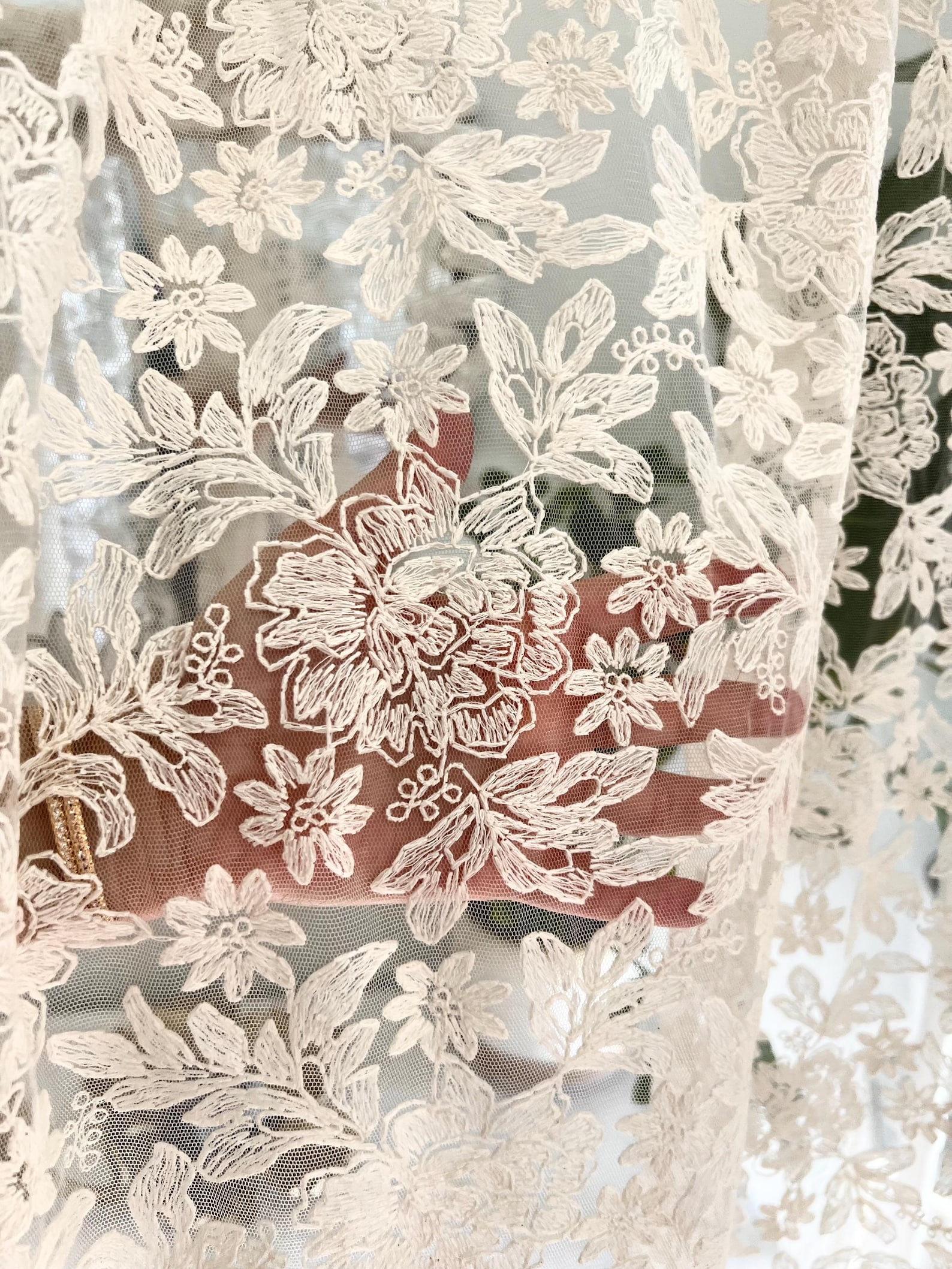 Off-white Custom-made Embroidery Sheer, Flower Pattern Sheer, Custom ...