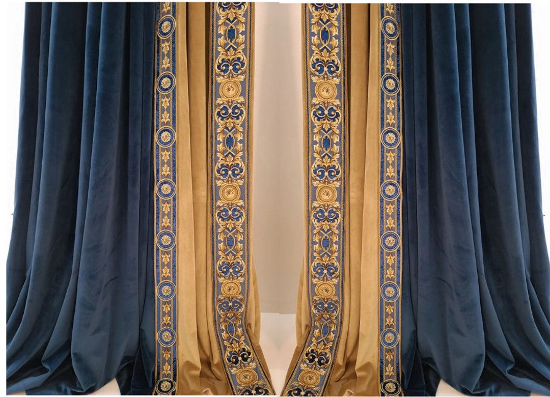 Luxury High End Custom Made Velvet Curtain With Splicing French Style ...