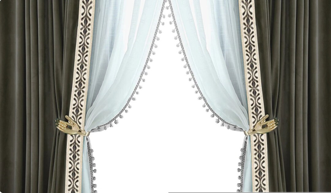 Custom Color Velvet Luxuriance Style With Trim Border for Living Room ...