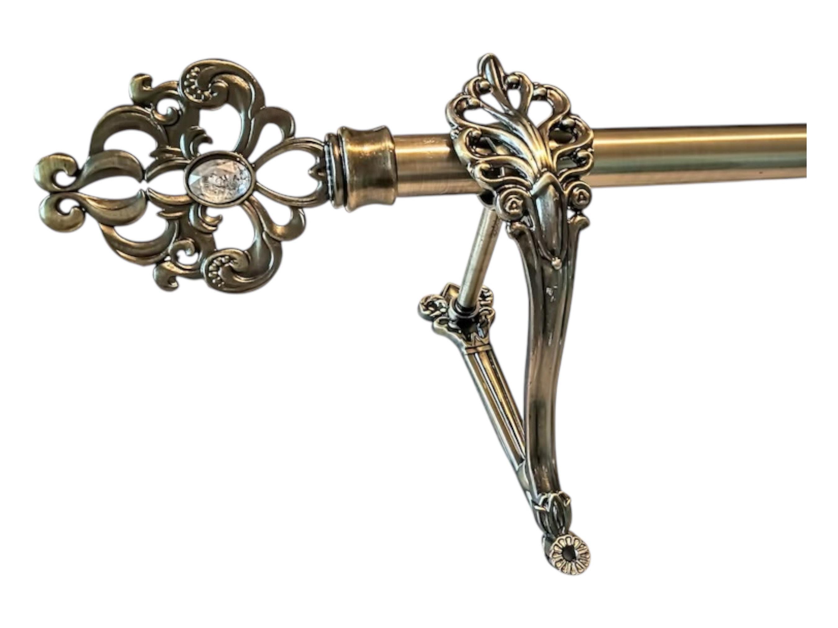 Single Rod Modern Luxury Heavy Duty Handmade Crystal Bronze Adjustable ...