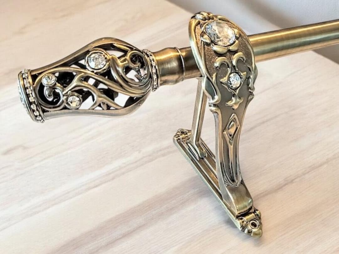 Single Rod Modern Luxury Heavy Duty Handmade Crystal Bronze Adjustable ...