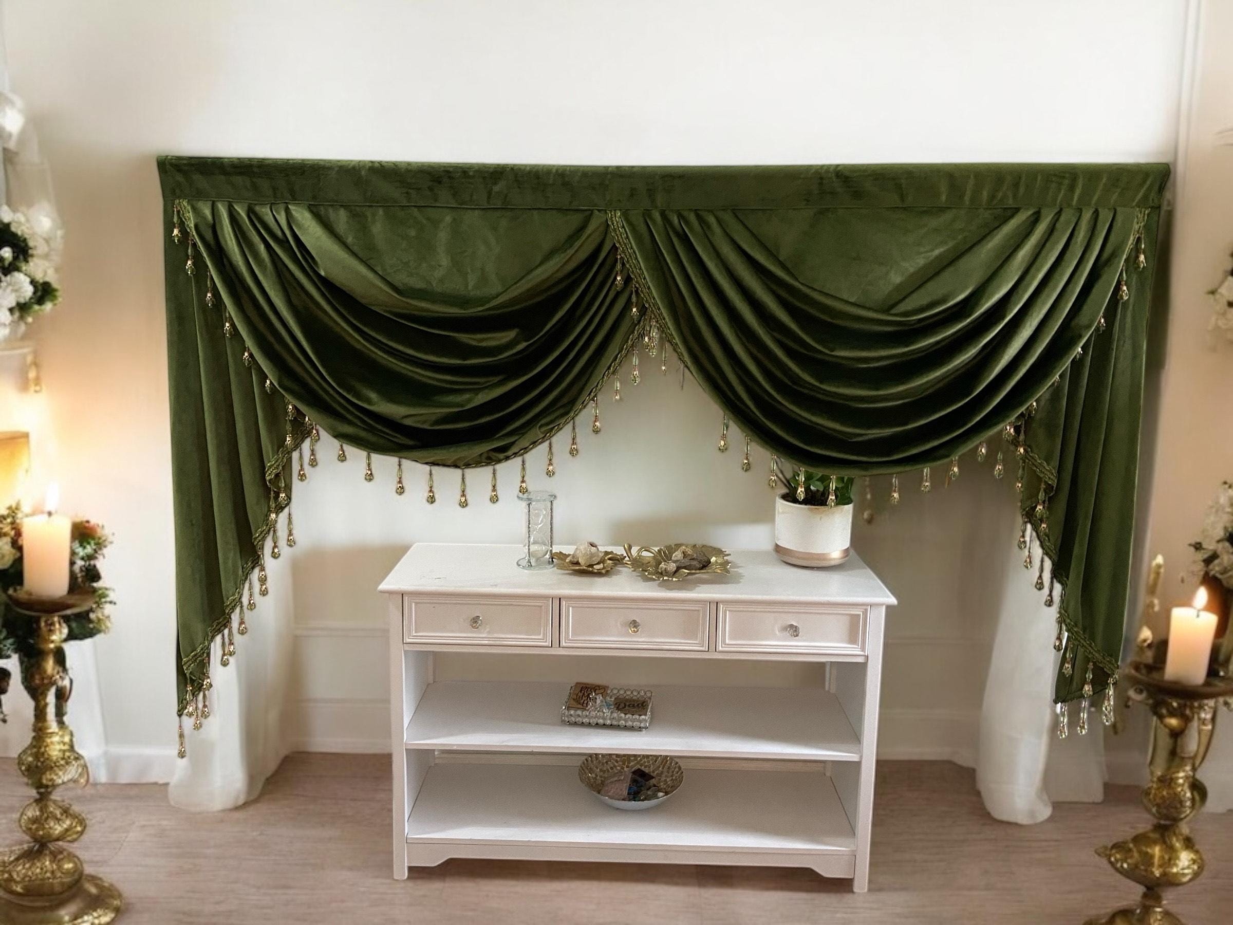 Hand Made Velvet Valance With Swags and Cascade, Custom Size, Custom ...