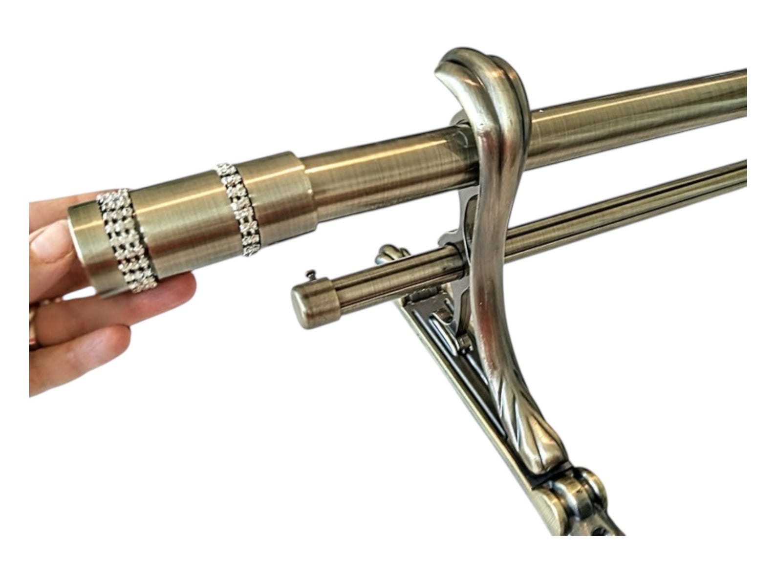 Handmade Heavy Duty Double Rod, Crystal Finials, Bronze Adjustable Rod ...