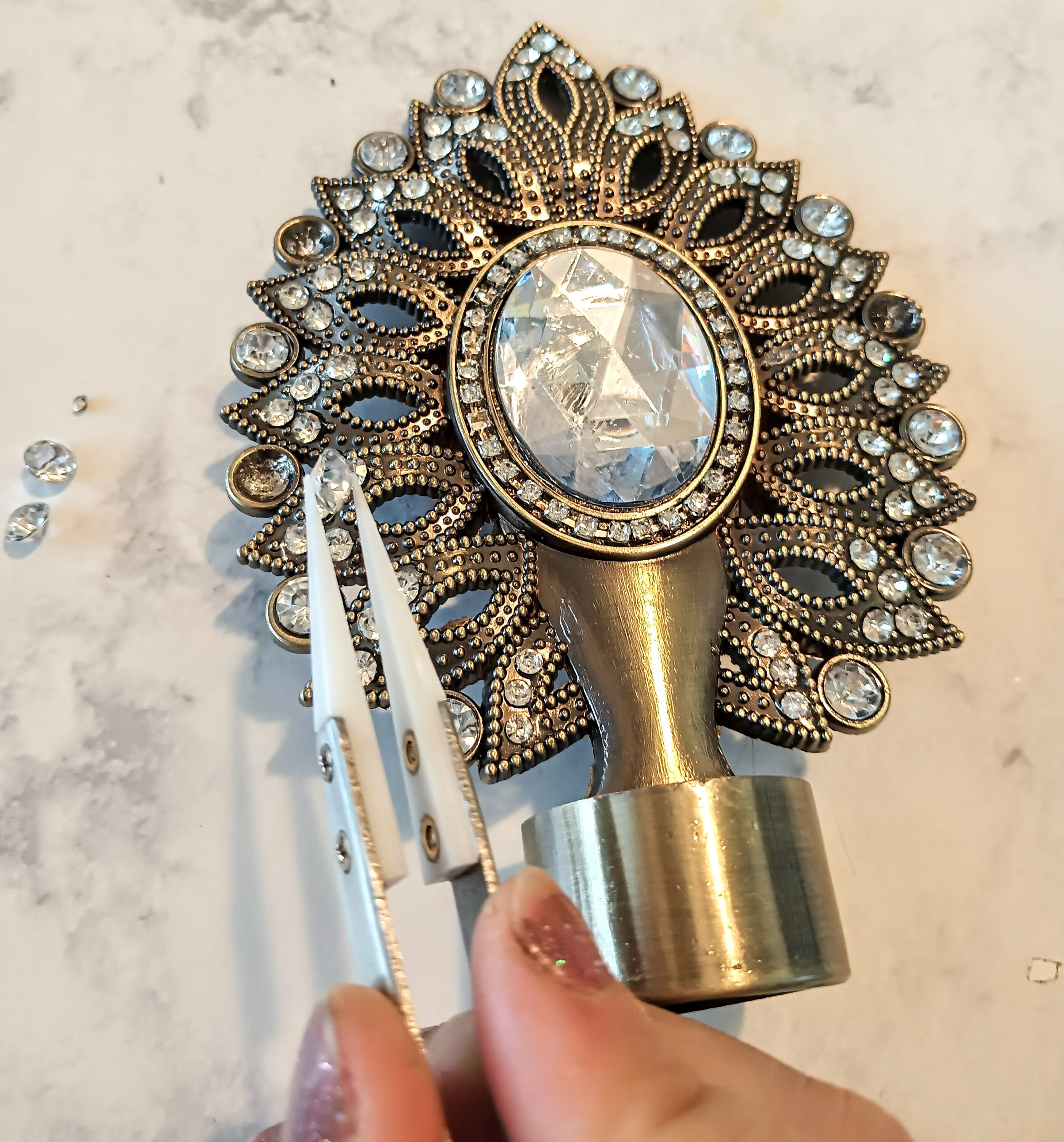 Single Rod Modern Luxury Heavy Duty Handmade Crystal Bronze Adjustable ...