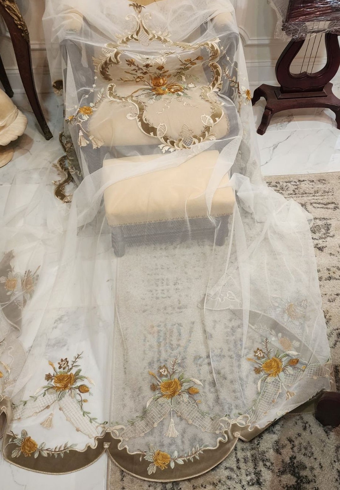 Custom Made French Style Embroidered Sheers for Living Room, Dining ...