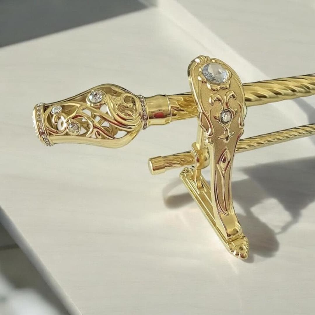 Gold Double Twist Rod Luxury Twisted Rod Heavy Duty Handmade Crystal ...