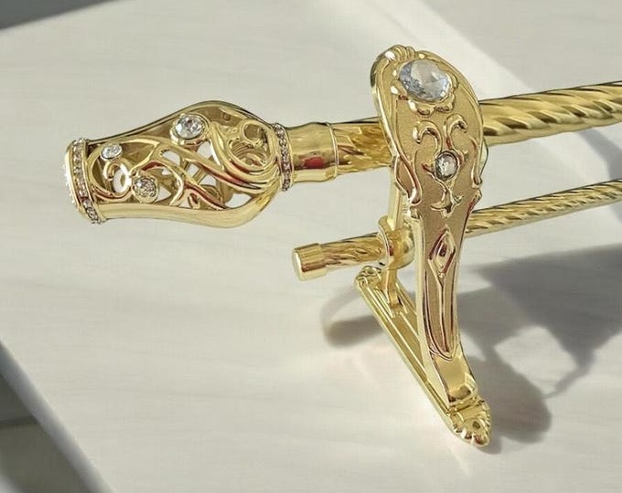 Gold Double Twist Rod Luxury Twisted Rod Heavy Duty Handmade Crystal ...