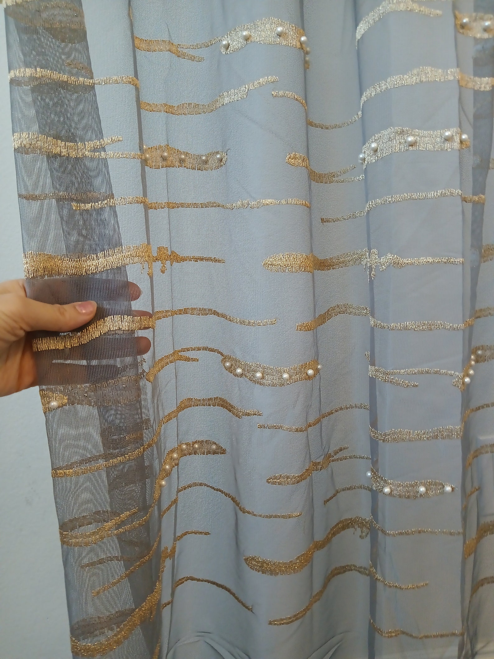 Custom Made Bronze Embroidery Gray Sheer for Living Room, Dining Room ...