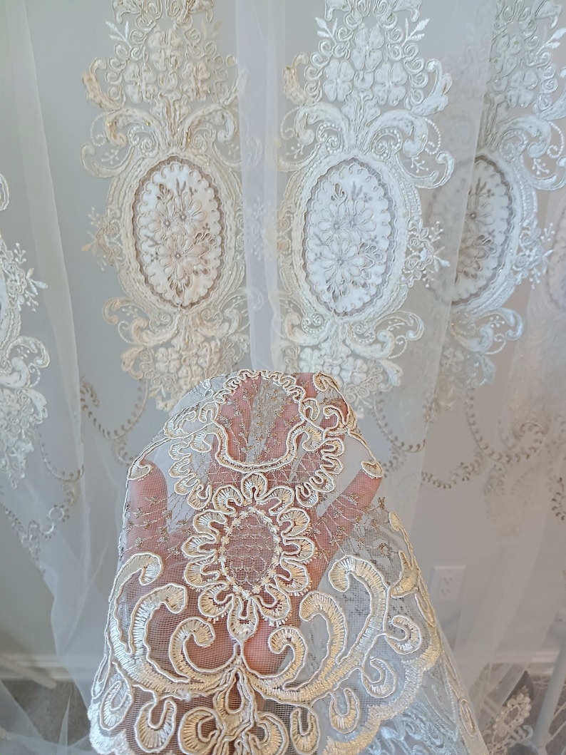 Customized Size European Luxury Tulle Custom Made Decorated Embroidered ...