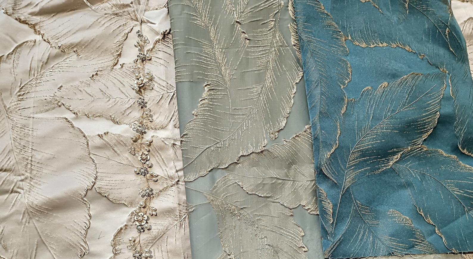 Luxuriant Gold Leaf Pattern Curtain Custom Size Jacquard Curtains 75% ...