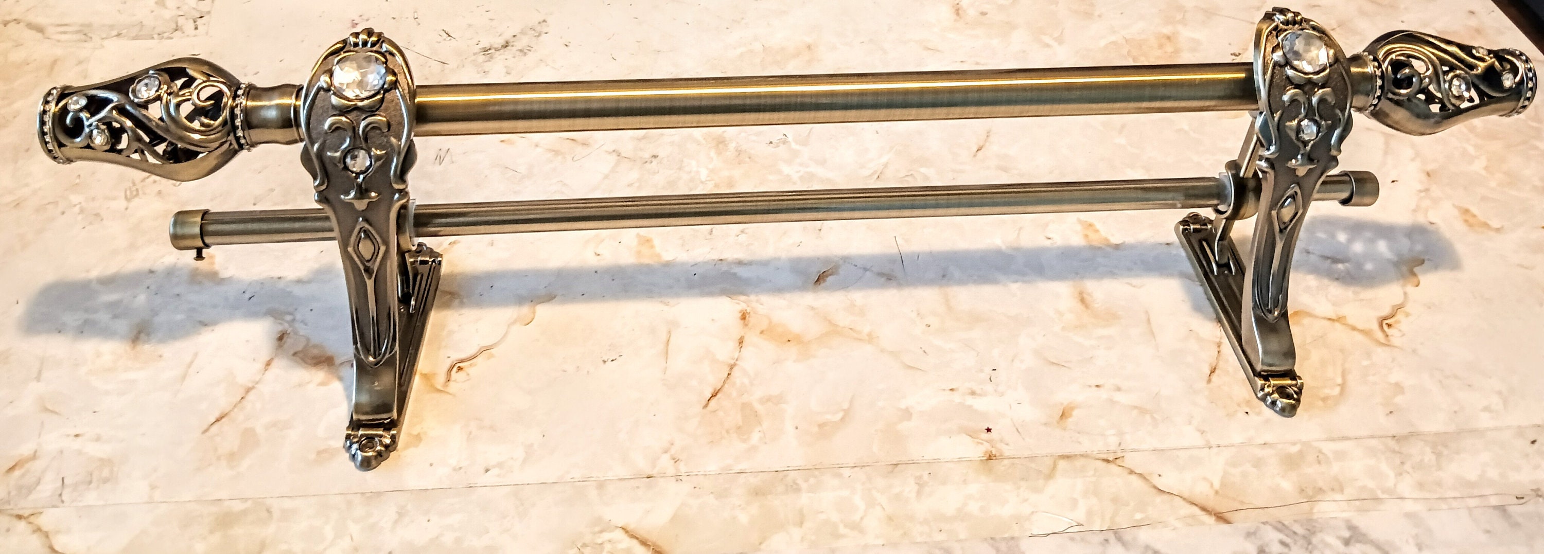 Double Rod Modern Luxury Heavy Duty Handmade Crystal Bronze Adjustable ...