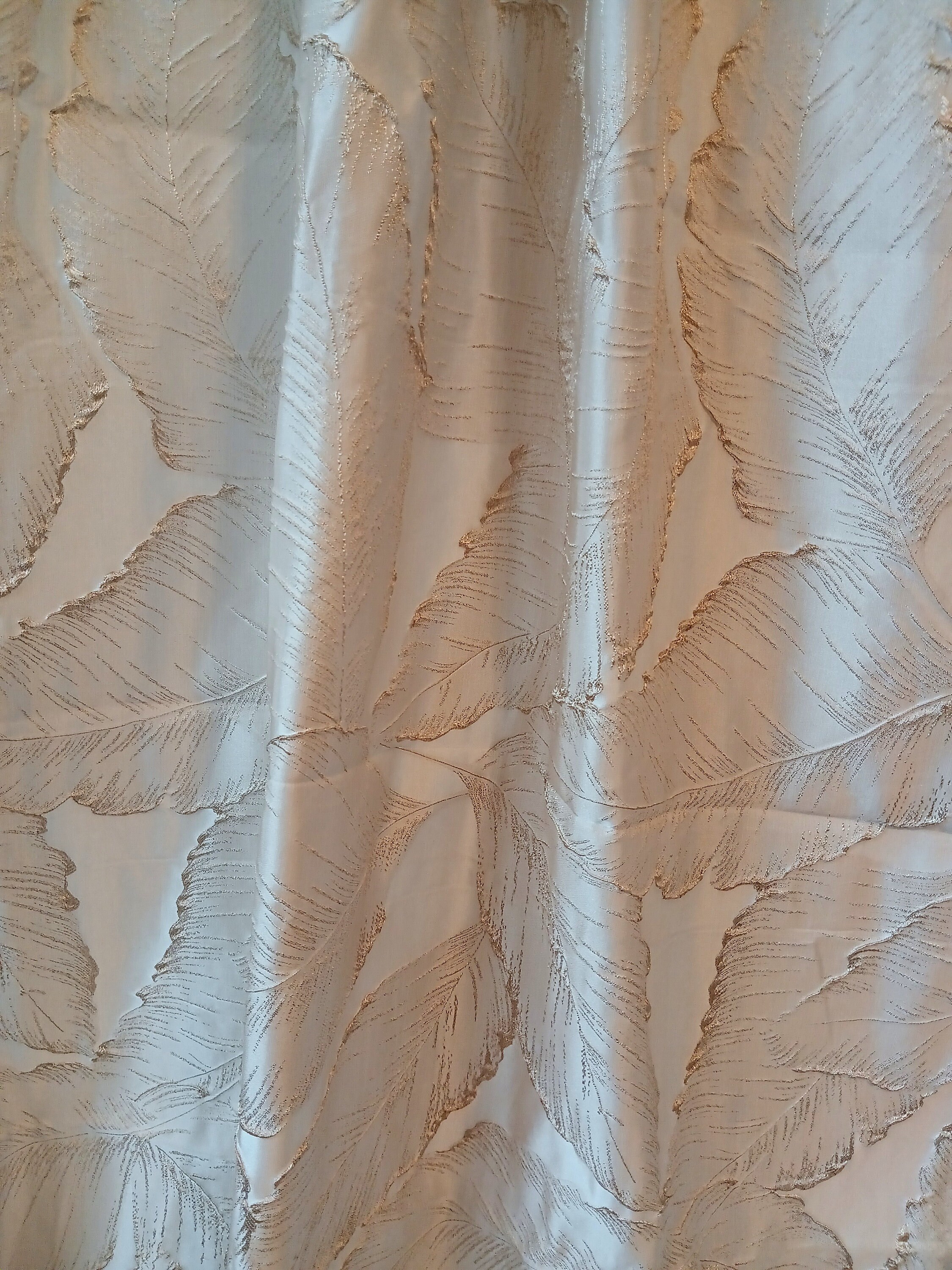 Luxuriant Gold Leaf Pattern Curtain Custom Size Jacquard Curtains 75% ...