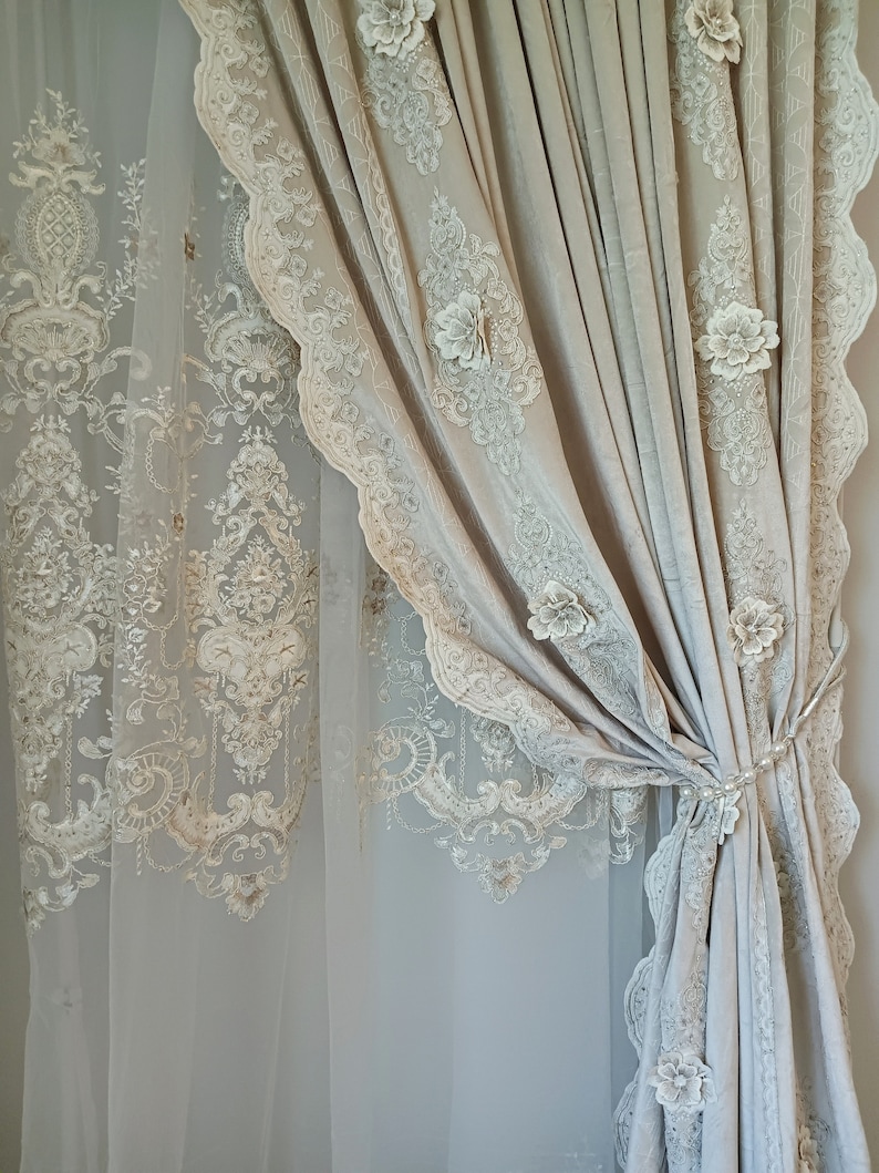 Custom Made Velvet Curtain French Rococo Lace Three-dimensional Plate ...