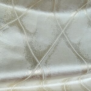 Diamond Pattern Cream Gold Curtain, Jacquard Elegant Style for Living ...