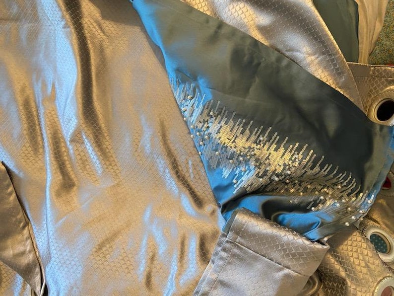 Custom Made Luxury Gray Curtain With Sequin Splicing, Match White ...