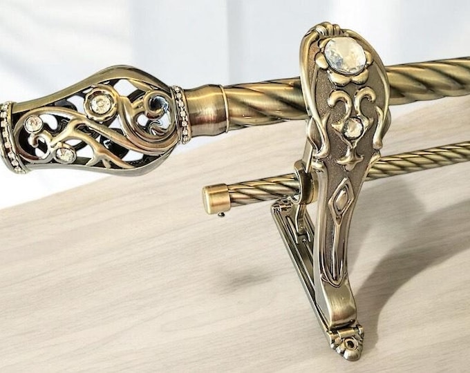 Victorian Swing Arm Curtain Rods Set of 5 Gold Metal Leaves Art Nouveau ...