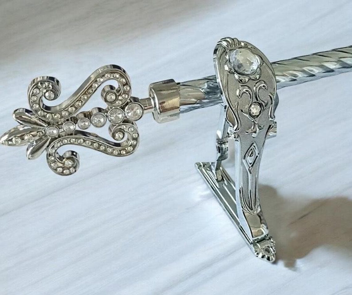 Bright Silver Single Twist Rod Luxury Twisted Rod Heavy Duty Handmade ...