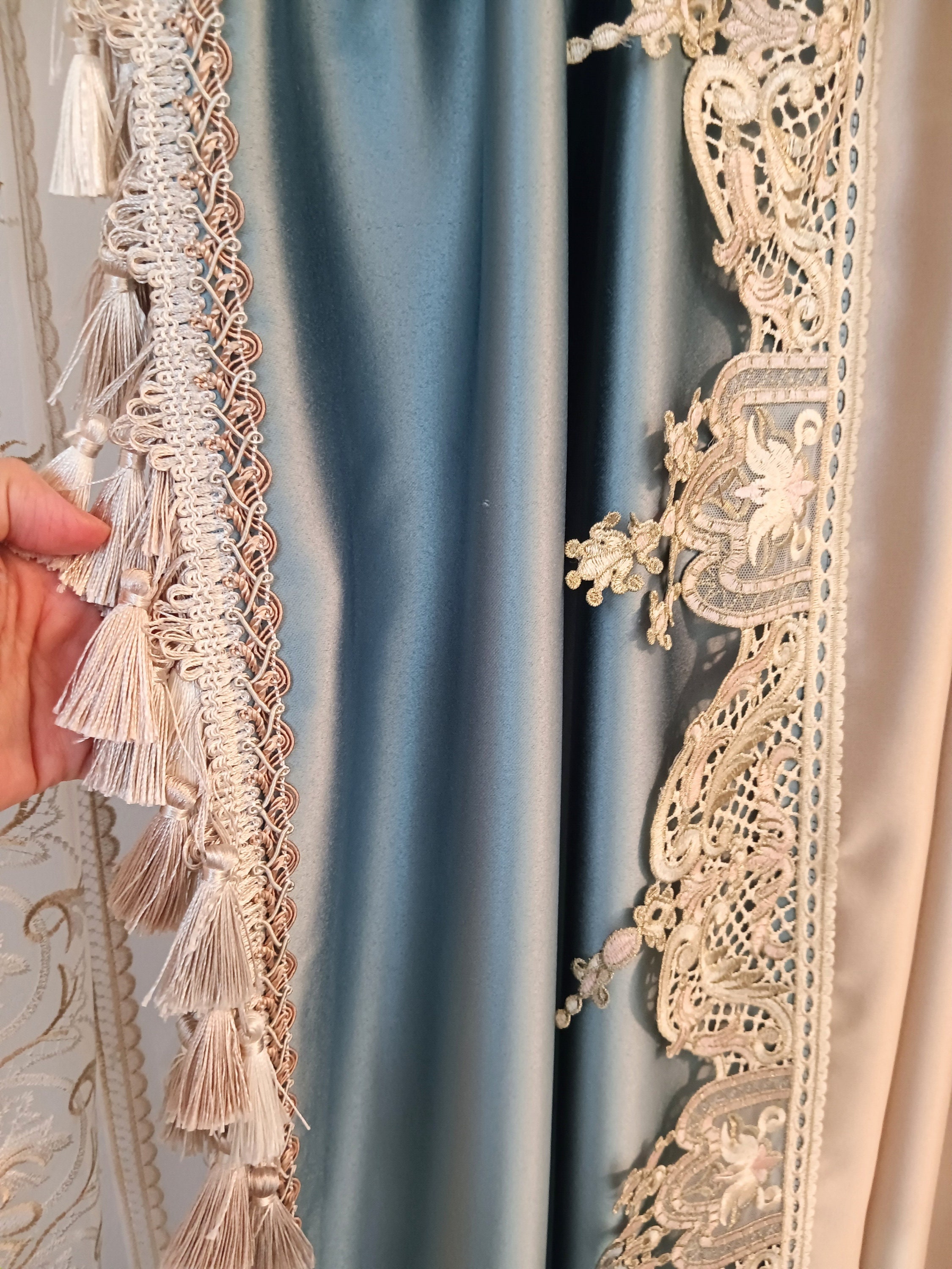 Custom Made Luxury Curtain and Side Tulle Elegant Style for Living Room ...