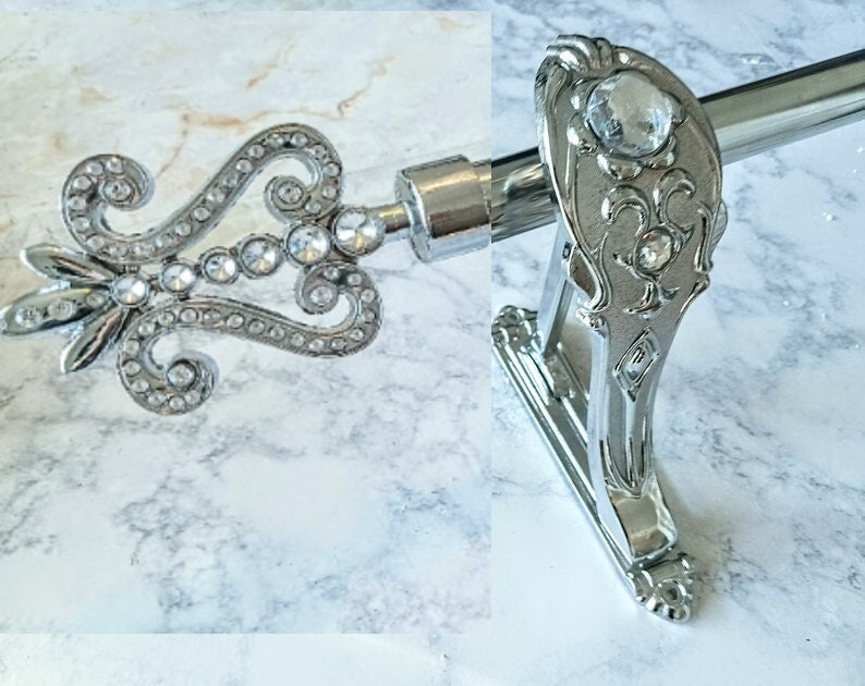 Single Bright Silver Rod, Modern Luxury Heavy Duty Handmade Crystal ...