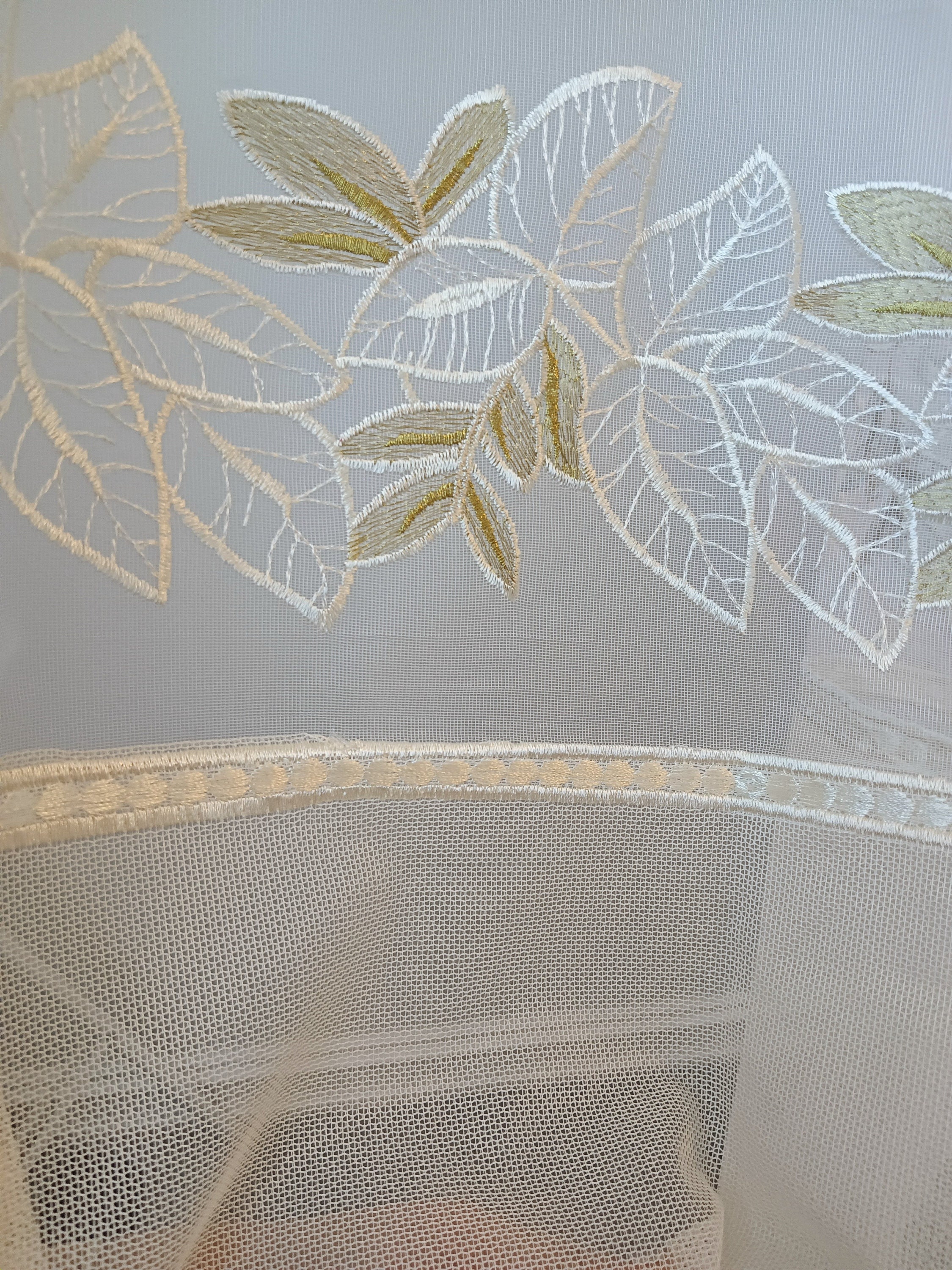 Custom Made Embroidered Leaf Pattern Sheer, Custom Color Handmade Sheer ...