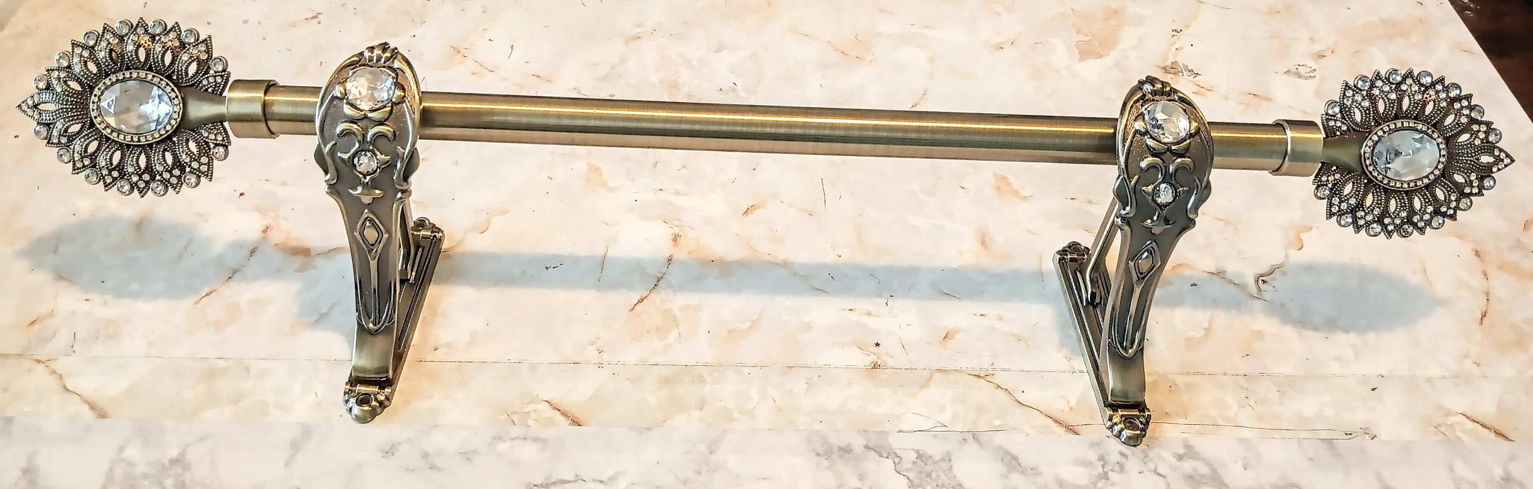 Single Rod Modern Luxury Heavy Duty Handmade Crystal Bronze Adjustable ...