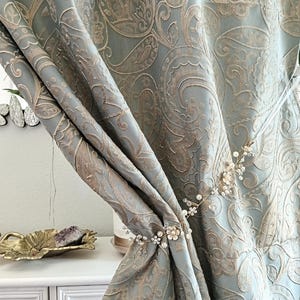 Hand Made Elegant Gold Pattern Curtain Custom Size Jacquard Curtains in ...