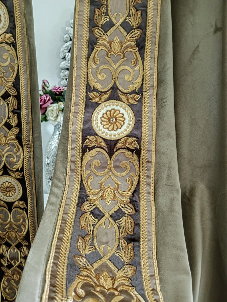 Hand Made High-end Velvet Lace Stitching Curtain Handmade Custom Color ...
