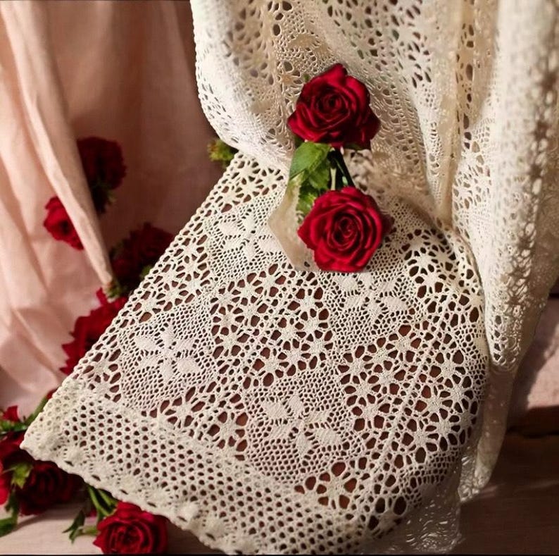 Custom Made Flower Pattern Crochet Curtains, Custom Size Drape for ...