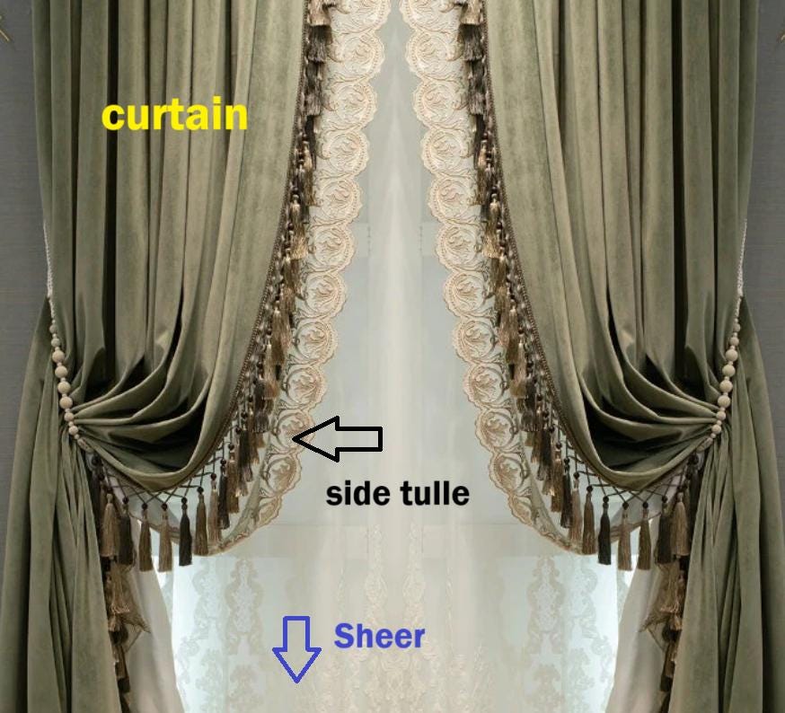 Handmade Custom Color Velvet Curtain With Trim Border for Living Room ...