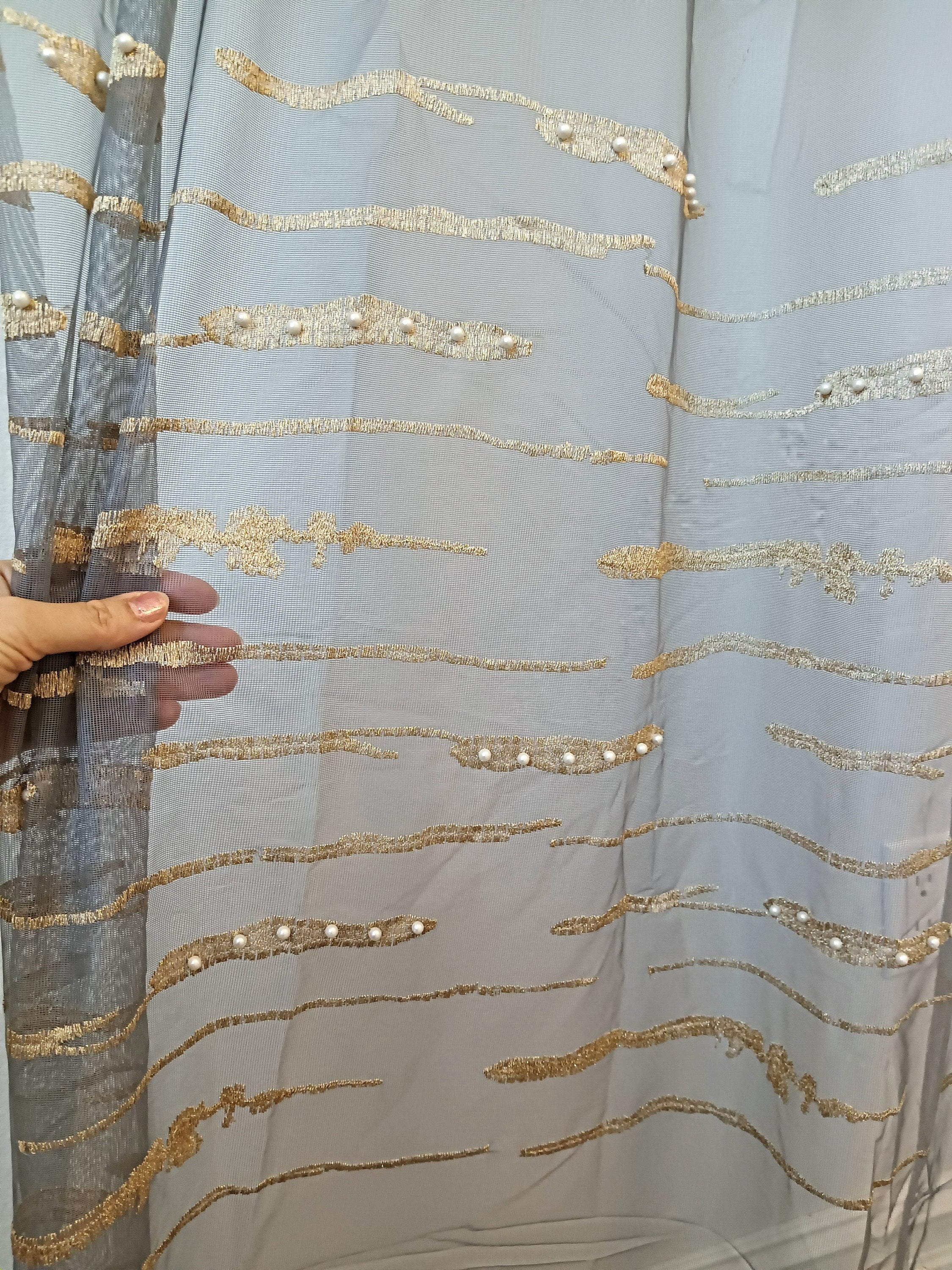 Custom Made Bronze Embroidery Gray Sheer for Living Room, Dining Room ...