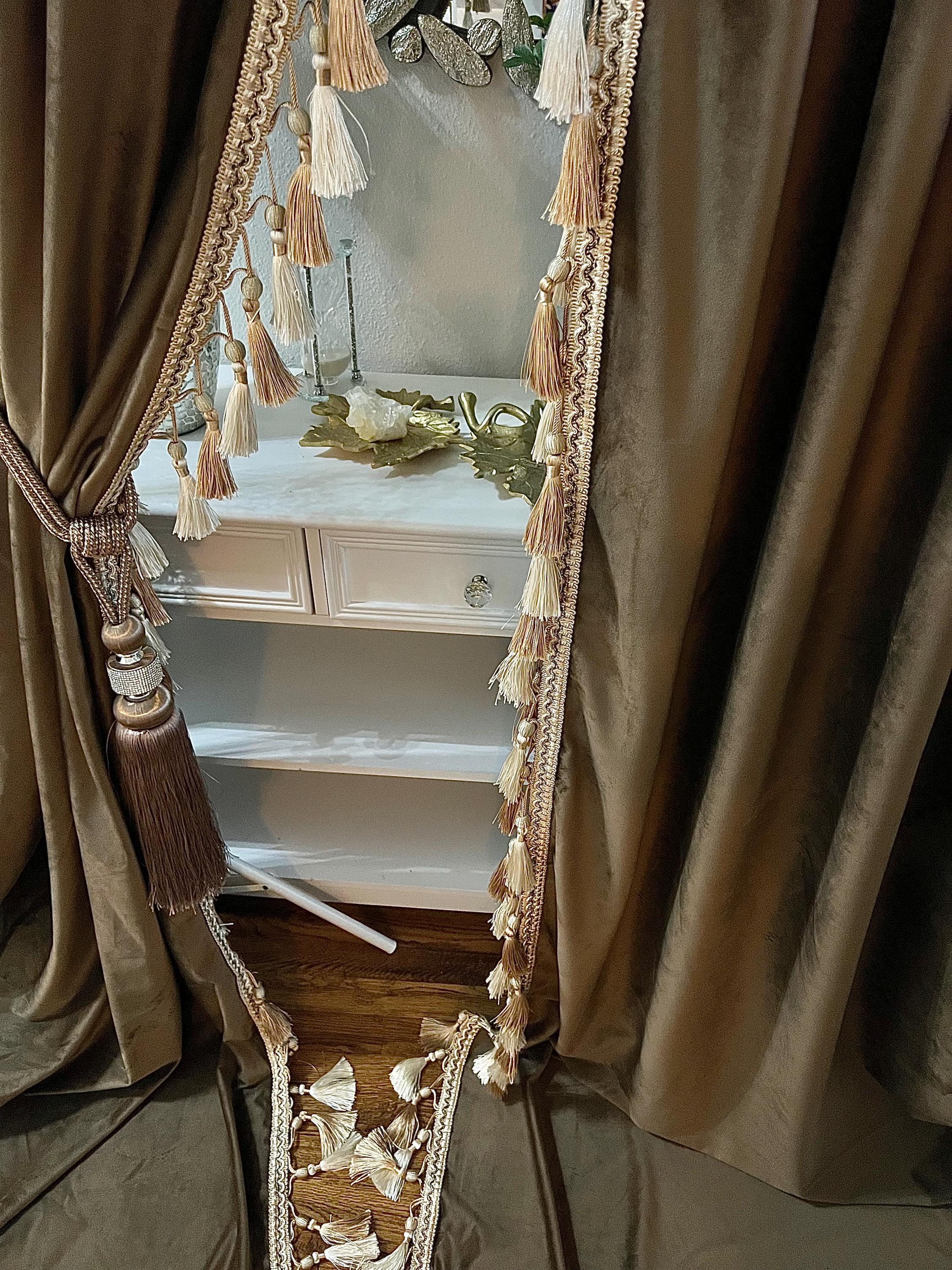 Handmade Luxury Velvet Curtain Tassel Trim With Trim Border for Living ...