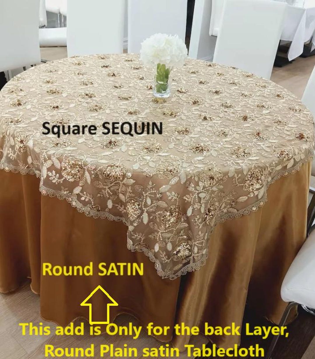 Round Shape PLAIN Dusty Gold SATIN Tablecloth , Wedding, Hotel and ...
