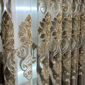 High Grade Gray Coffee Jacquard Thickened Chenille Hollowed Out ...